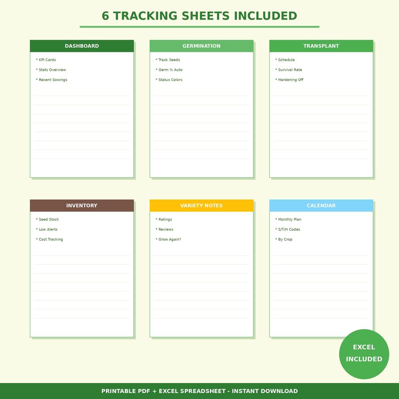 Seed Starting Planner | Germination Tracker, Planting Calendar (PDF ...