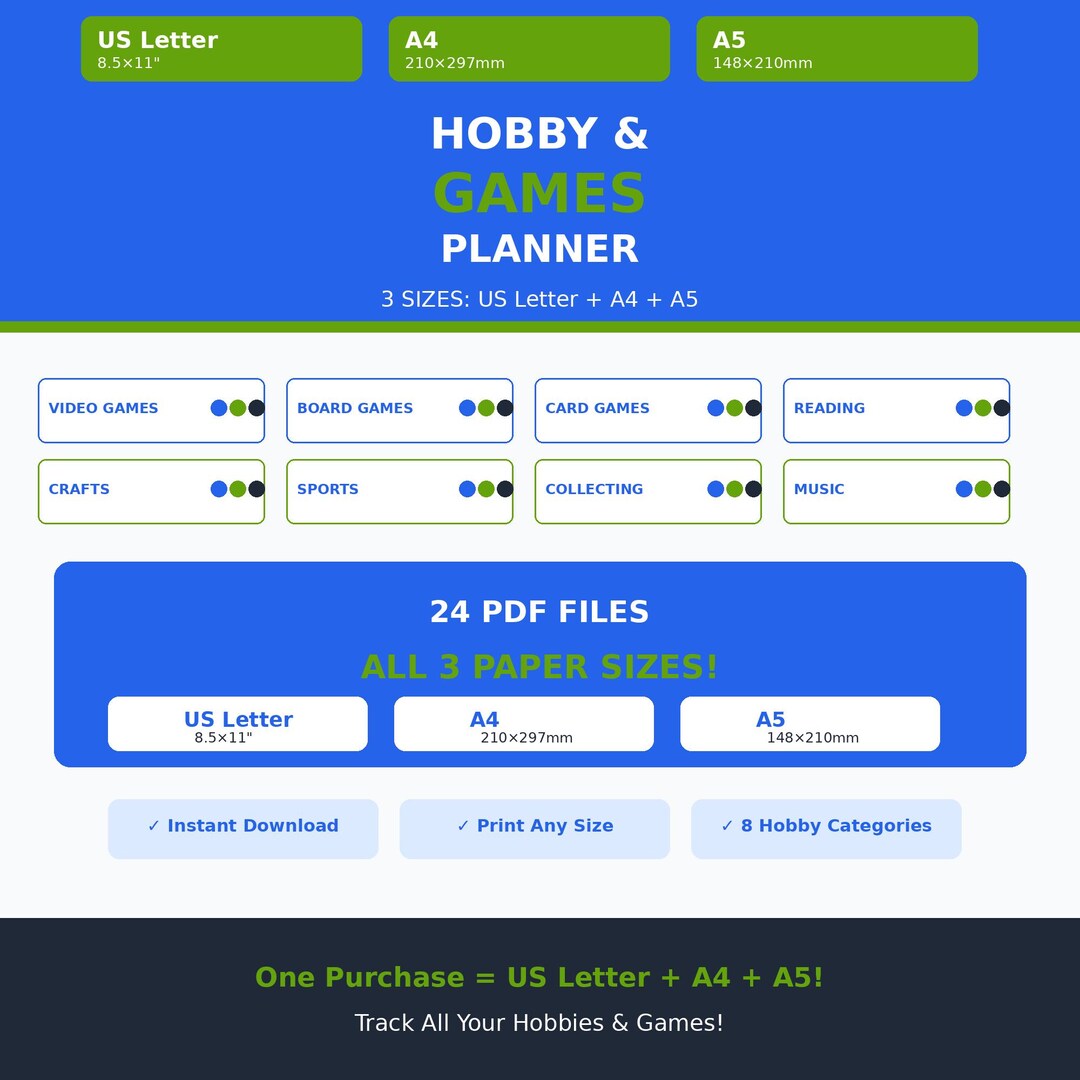 Hobby & Games Planner | US Letter, A4, A5 (24 PDF Templates) - Etsy