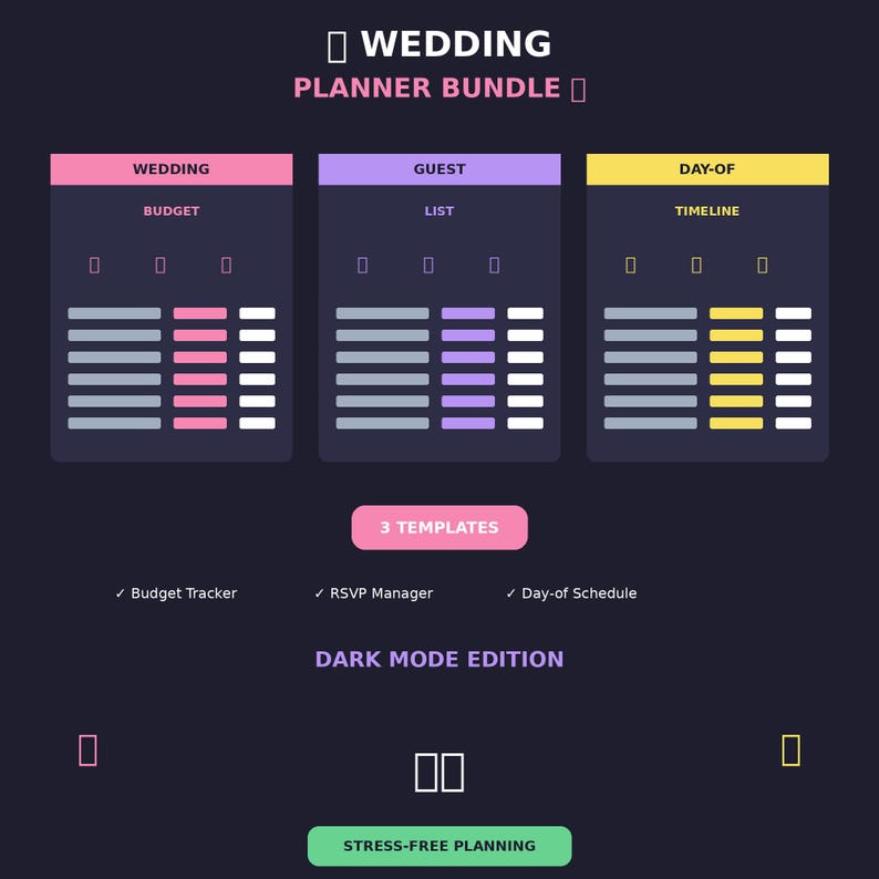 Wedding Planner Bundle | Budget + Guest List + Timeline Excel | Bride ...