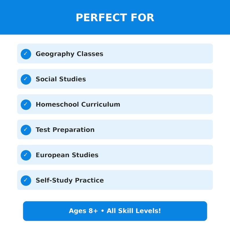 European Countries Capitals Printable Flashcards Geography Bingo Game ...