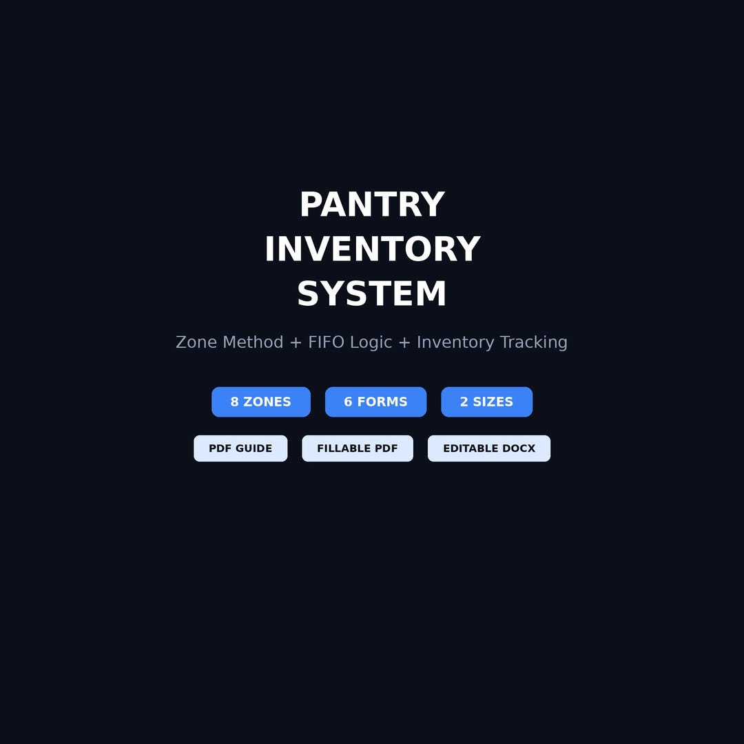 Pantry Inventory System | 8 Zone Method | FIFO Tracker | Fillable PDF ...