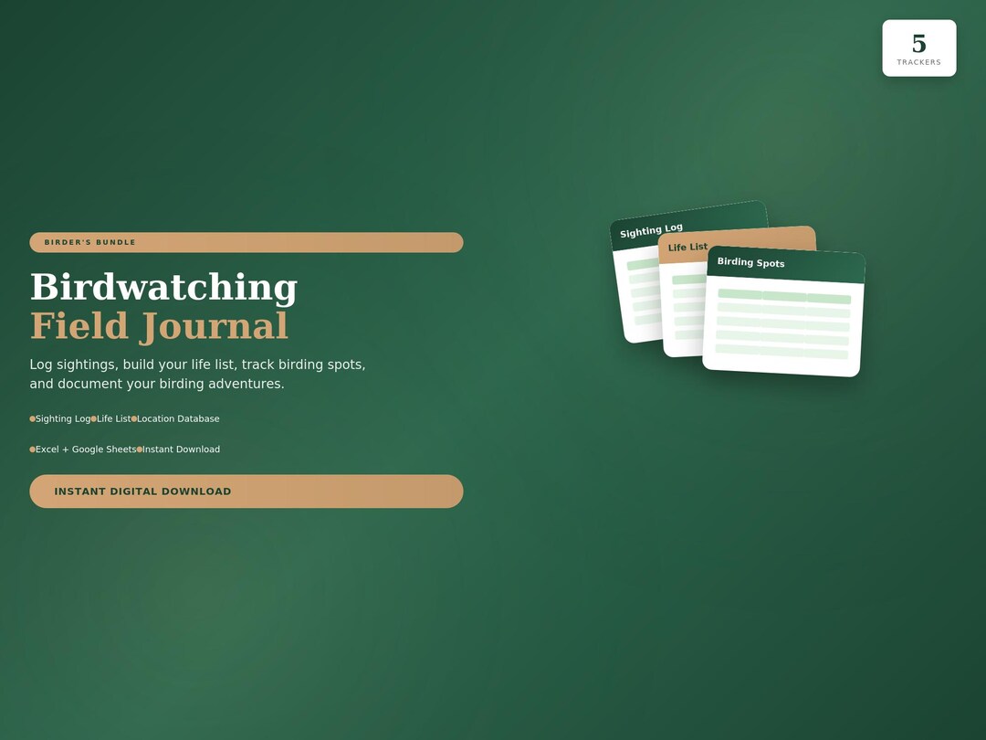 Birdwatching Journal Spreadsheet Bundle, Life List, Sighting Log ...