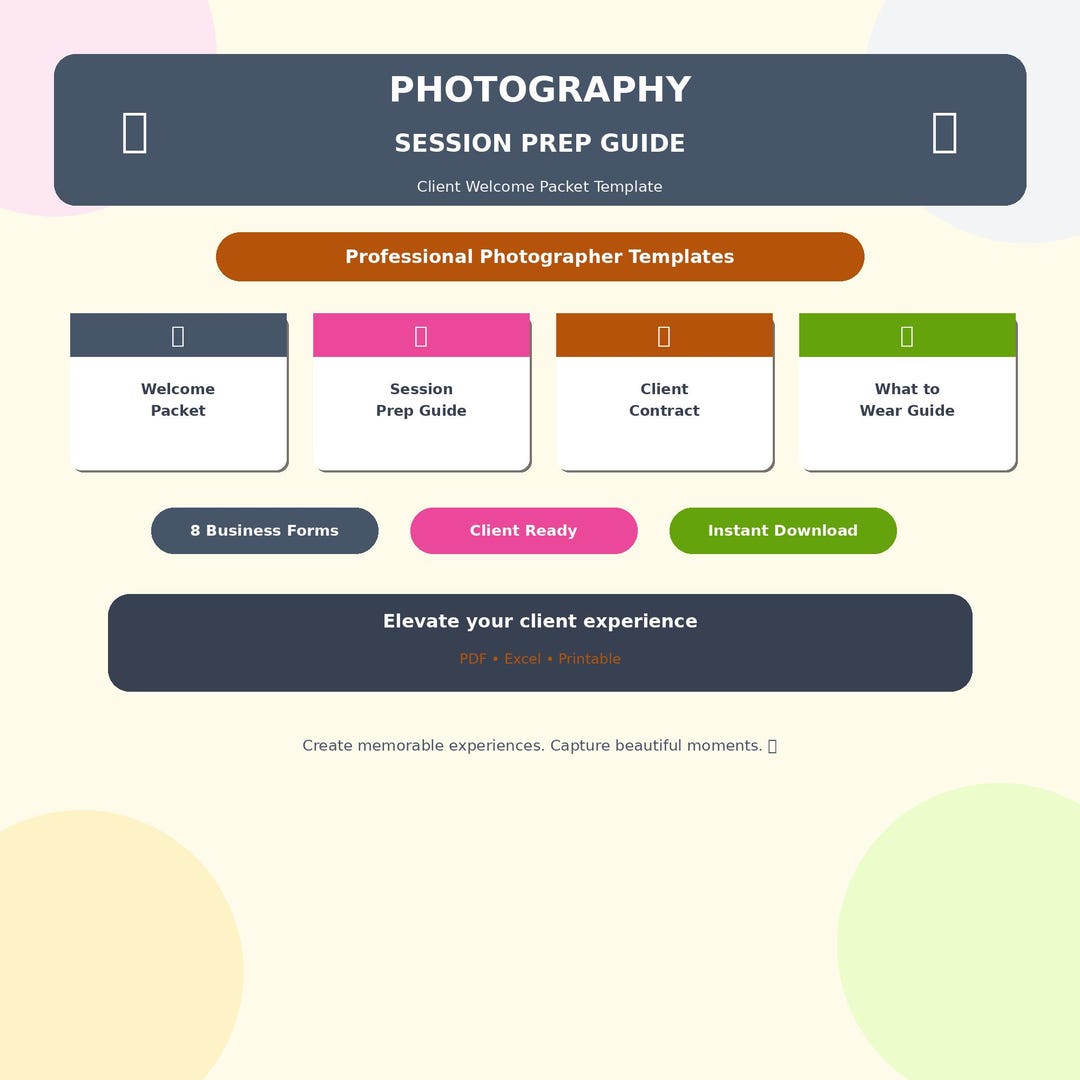 Photography Session Prep Guide | Client Welcome Packet Template ...