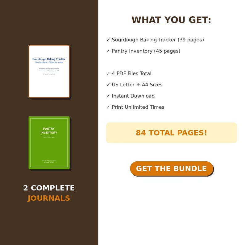 Kitchen Baking Bundle, Sourdough Tracker Pantry Inventory, Bread Baking ...