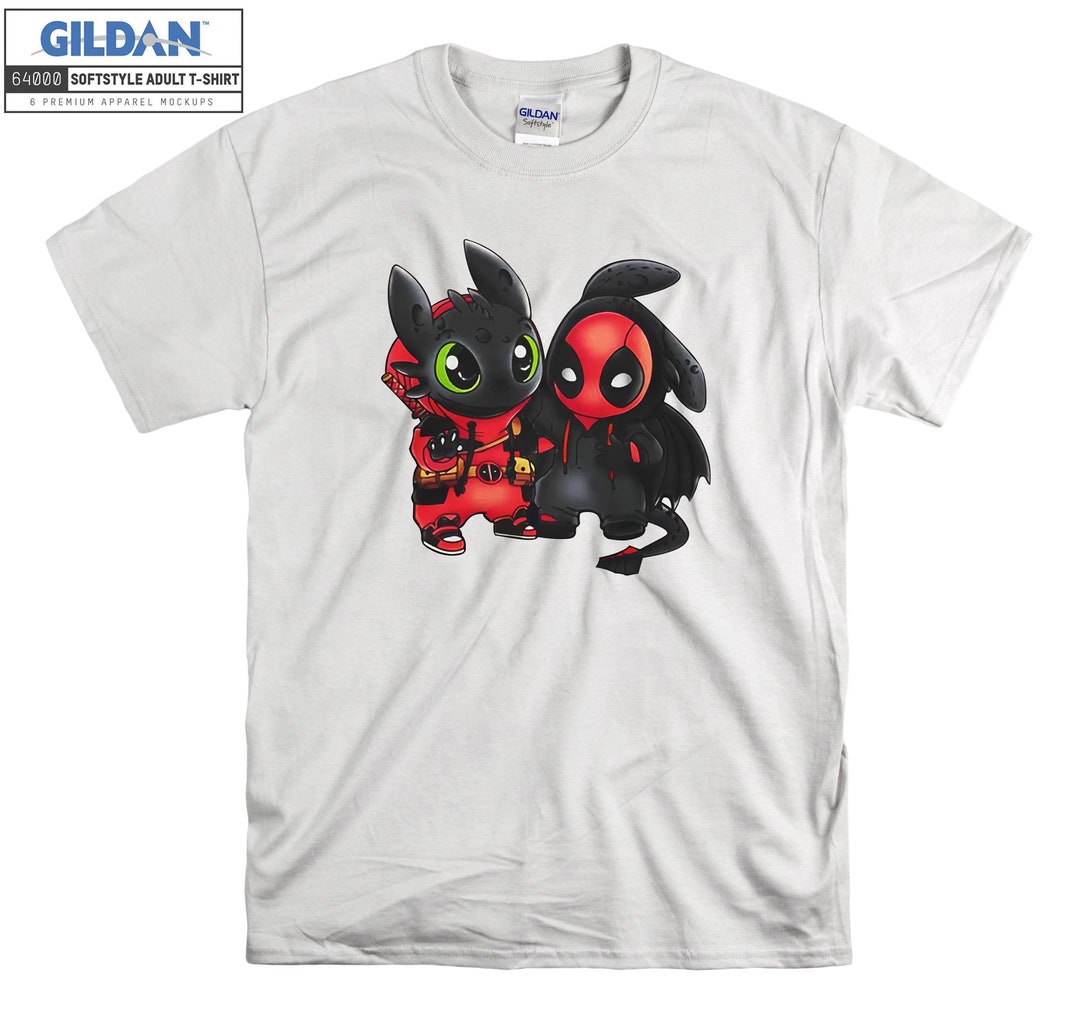 Toothless and Deadpool Friends T Shirt Hoodie Hoody T-shirt Tshirt S-M ...