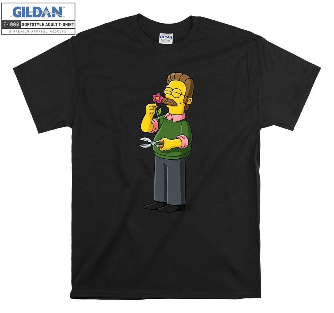 The Simpsons Ned Flanders T Shirt Art Cartoon T-shirt Tshirt S-M-L-XL ...