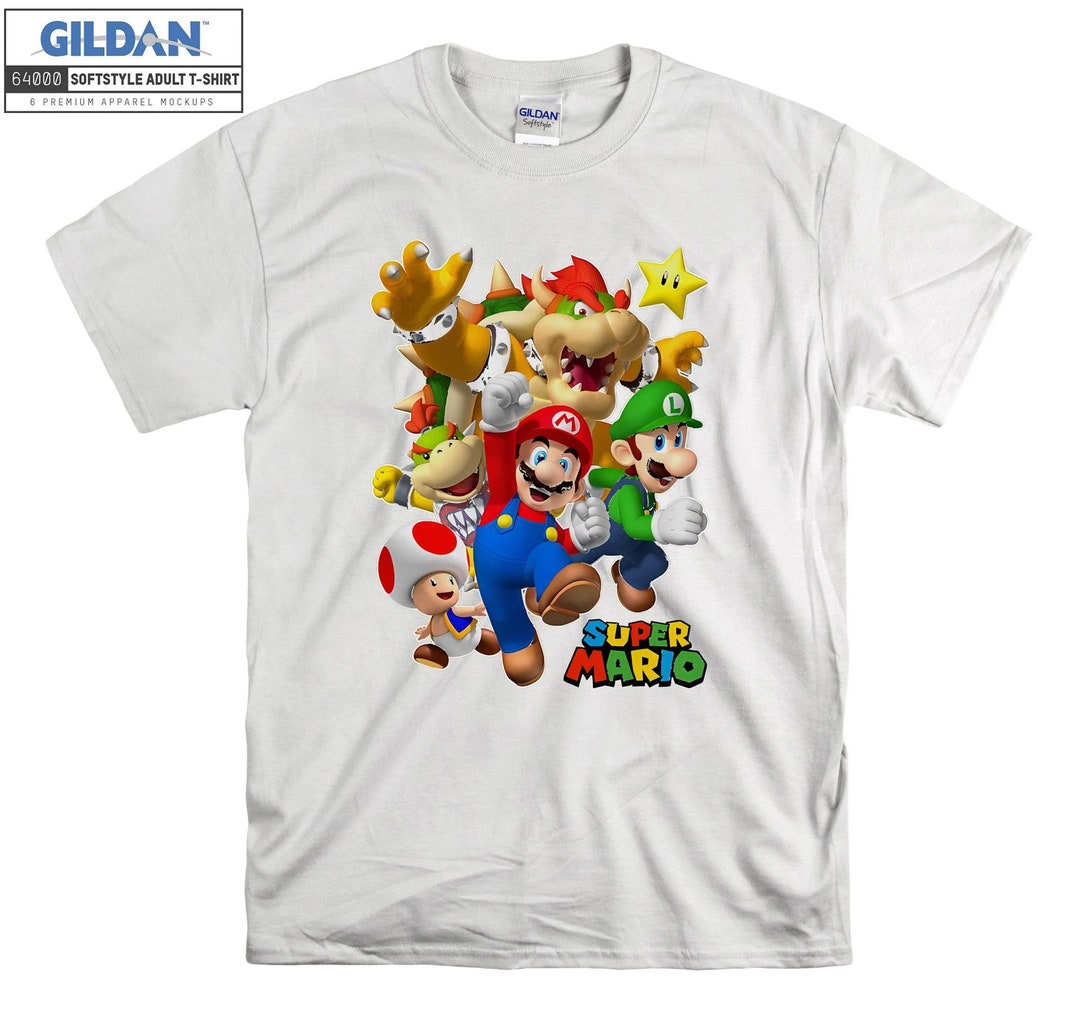 Super Mario Group Shot With Bowser T Shirt Hoodie Hoody T-shirt Tshirt ...