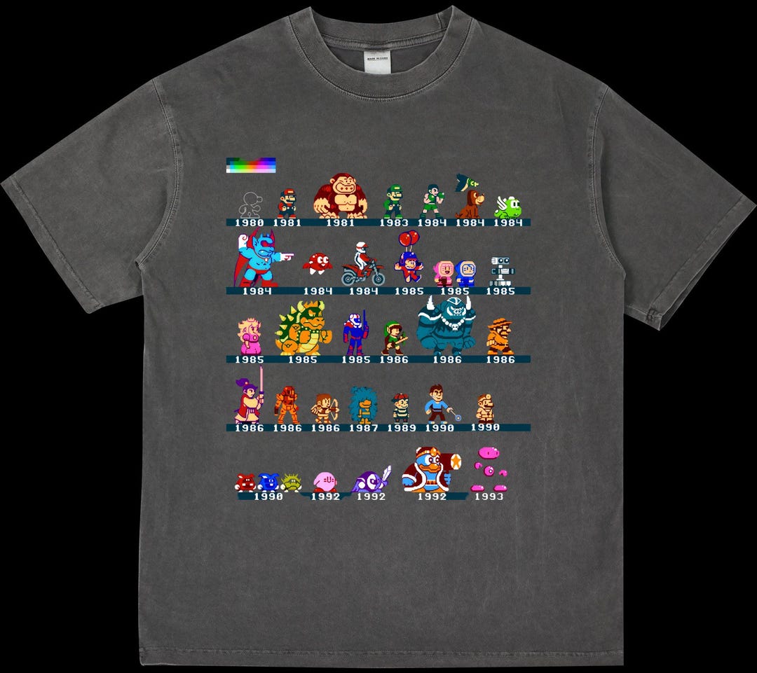 Nes Game Characters Since 1980 Poster Premium Heavyweight T-shirt | 100 ...