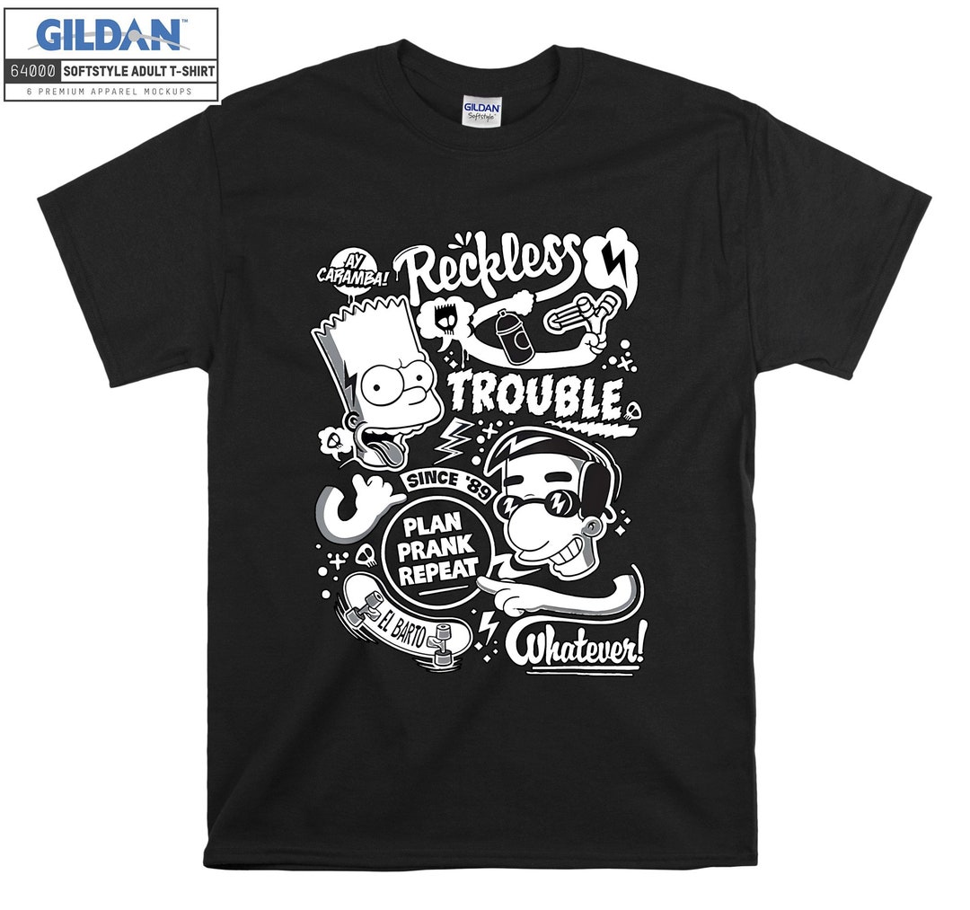 Bart Simpson the Simpsons Funny Gift Unisex T-shirt V-neck Sweatshirt ...
