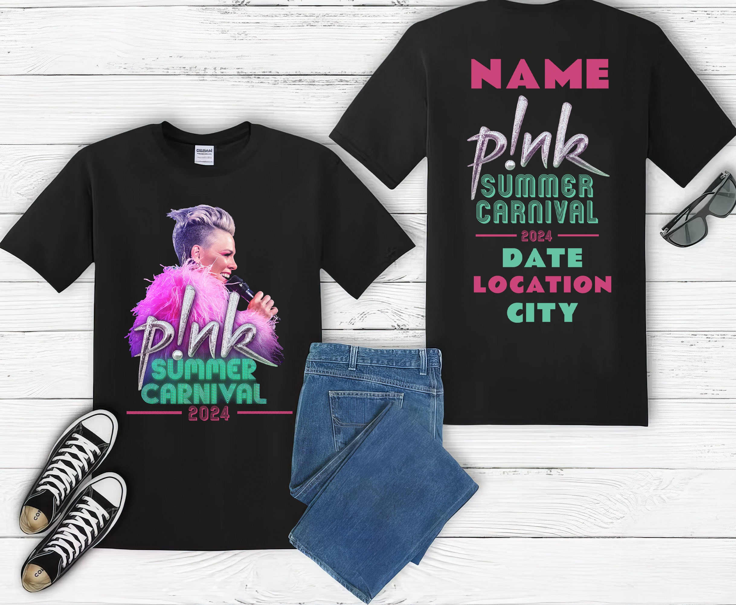 P!nk Pink Singer Summer Carnival 2024 Festival Tour T-Shirt sold by ...