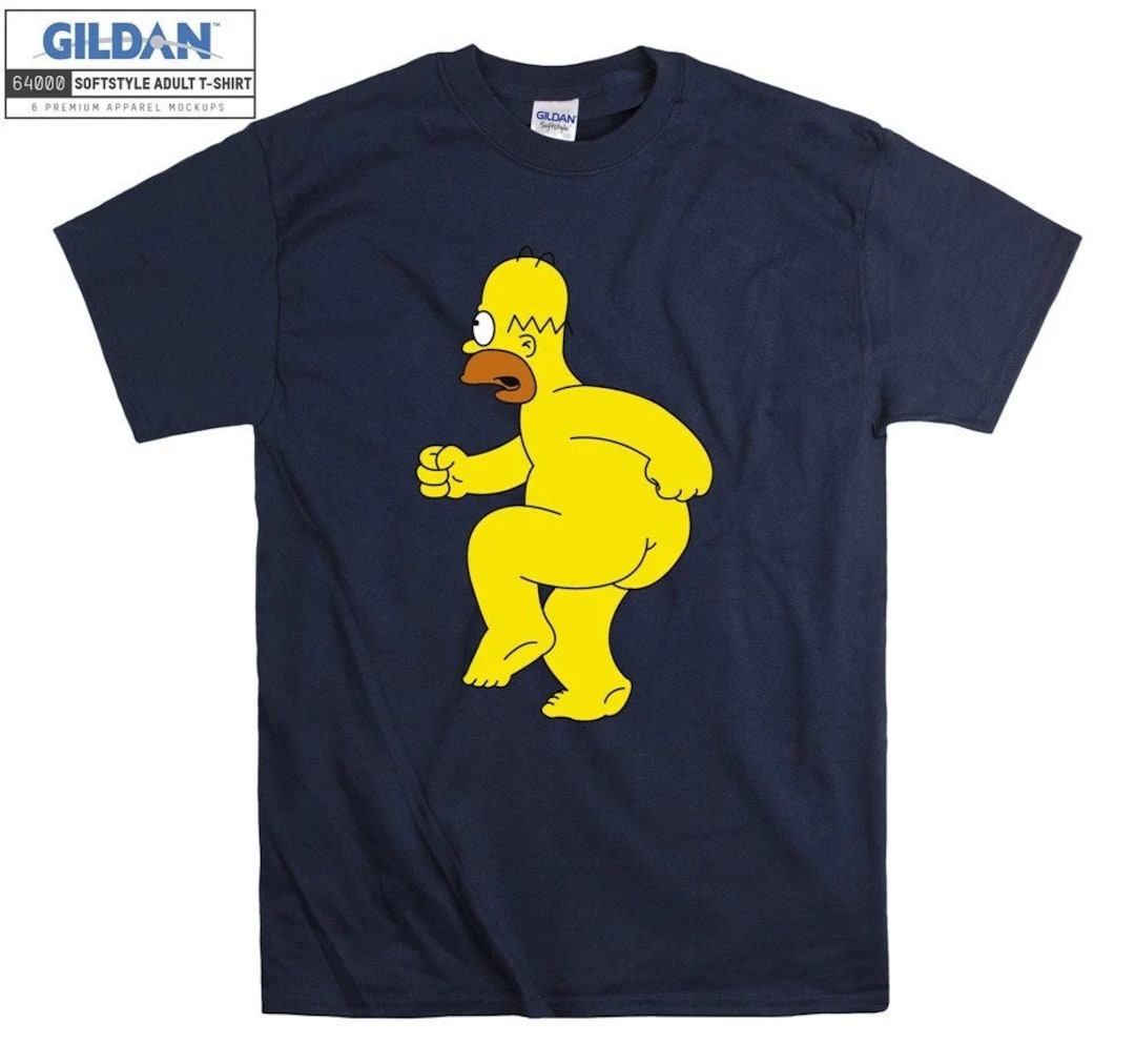 The Simpsons Homer Simpson Naked T Shirt Art Cartoon T-shirt Tshirt S-M ...