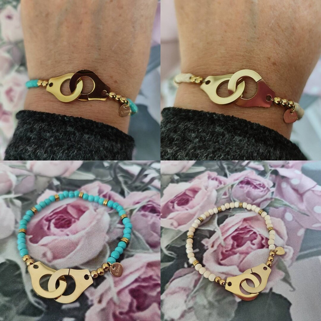 Elastic Handcuff Bracelet With STAINLESS STEEL Beads - Etsy UK