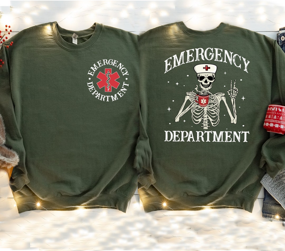 Emergency Department Skeleton Christmas Shirt, ER Nurse Holiday ...