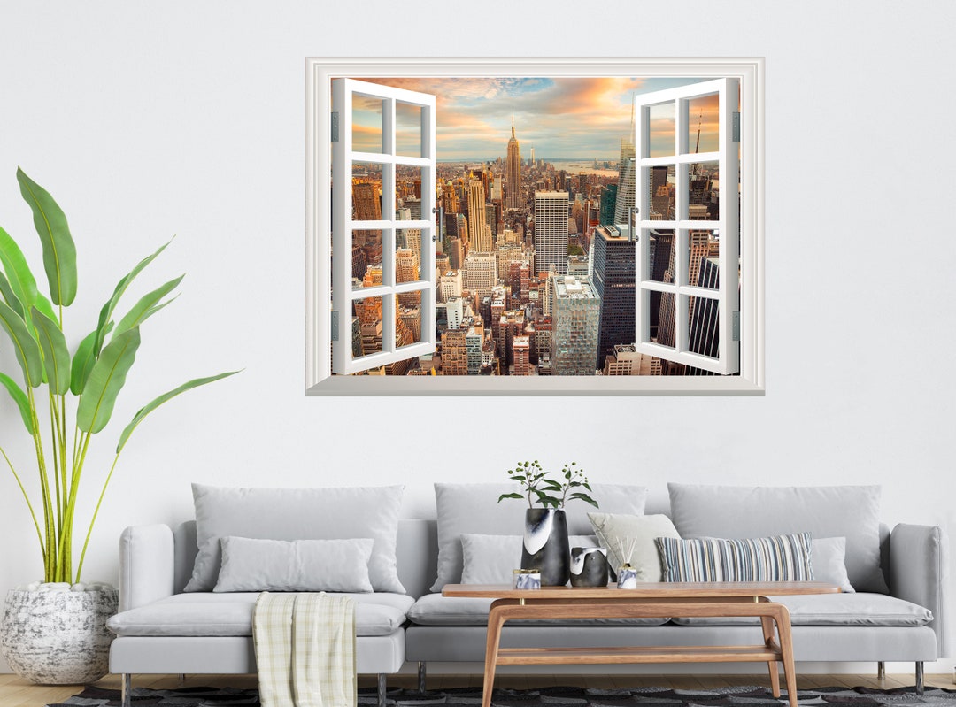 New York City 3D Fake Window View Wall Sticker Skyline Wall - Etsy