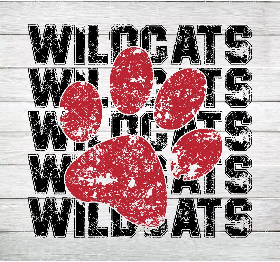 Wildcats Red Distressed Paw Print PNG, Digital File, Instant Download ...