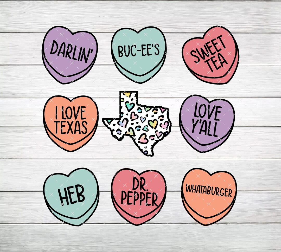 Texas Conversation Hearts PNG, Digital File, Instant Download - Etsy