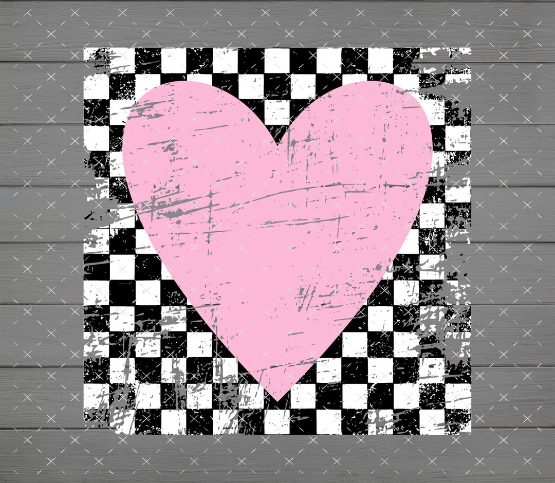 Pink Heart Checkered Background PNG, Digital File, Instant Download - Etsy