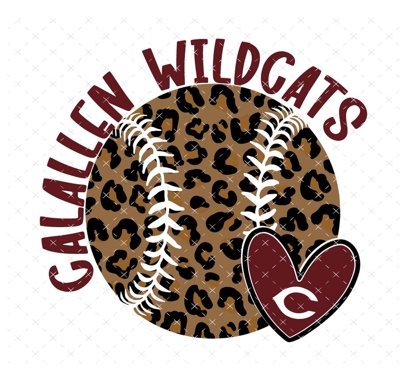 Calallen Wildcats Baseball Leopard With Maroon Heart PNG, Digital File ...
