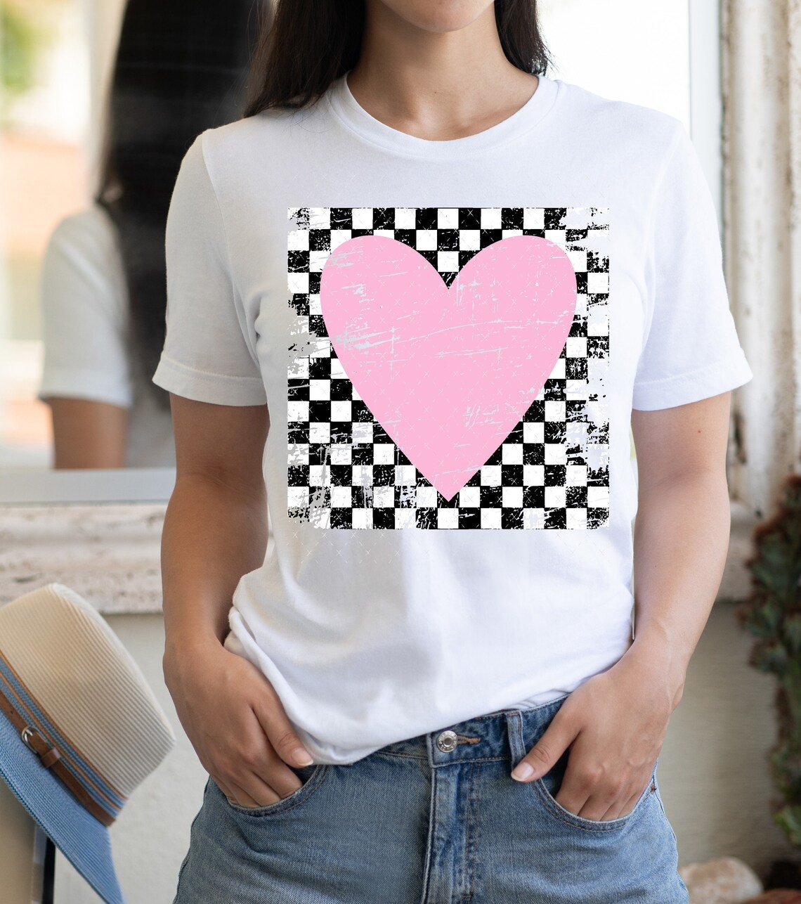 Pink Heart Checkered Background PNG, Digital File, Instant Download - Etsy