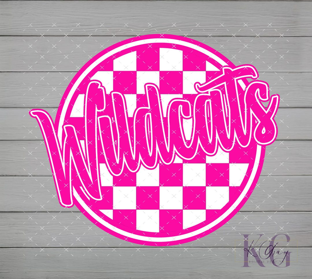 Wildcats Pink & White Checkered PNG, Digital File, Instant Download - Etsy