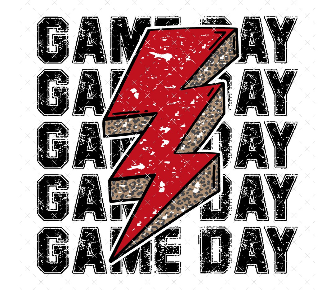 Game Day Red & Leopard Lightning Bolt PNG, TX Spirit PNG, Digital File ...