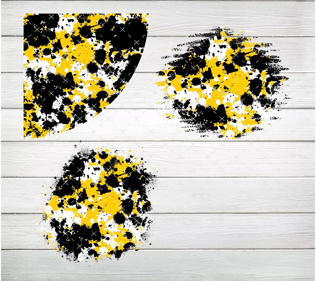 Black Yellow White Splatter Sublimation Sleeve & Patches PNG, Digital ...