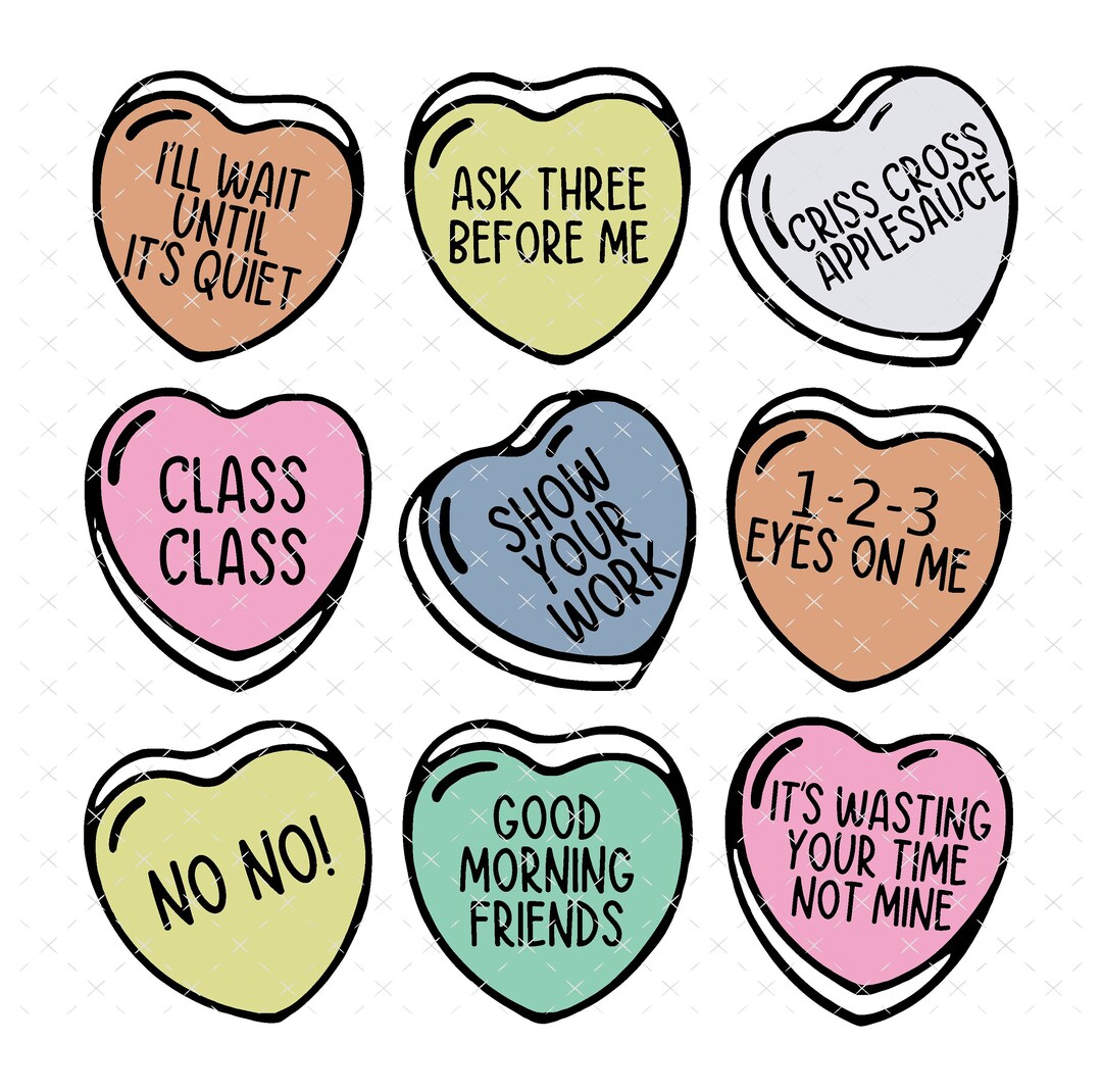 Teacher Conversation Hearts PNG, Teacher Valentine Design, Digital File ...