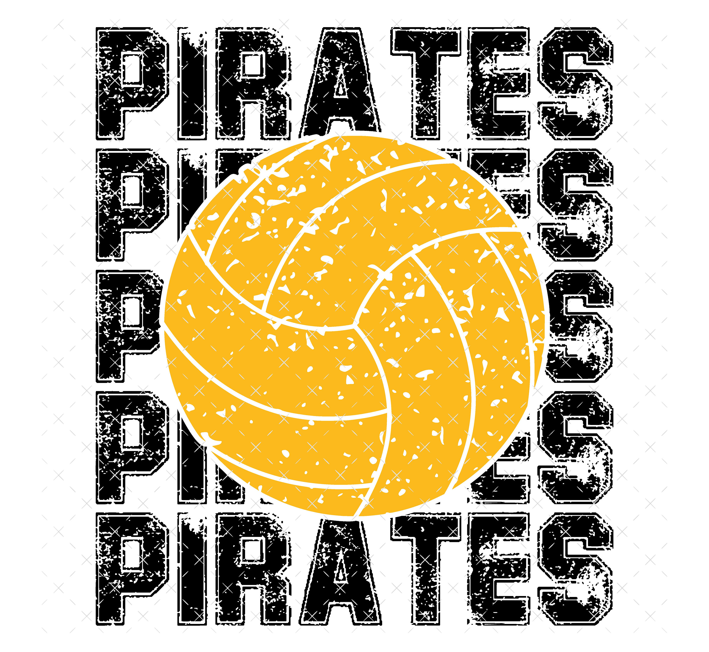 Pirates Volleyball PNG: Black and Yellow Spirit Design (digital File ...
