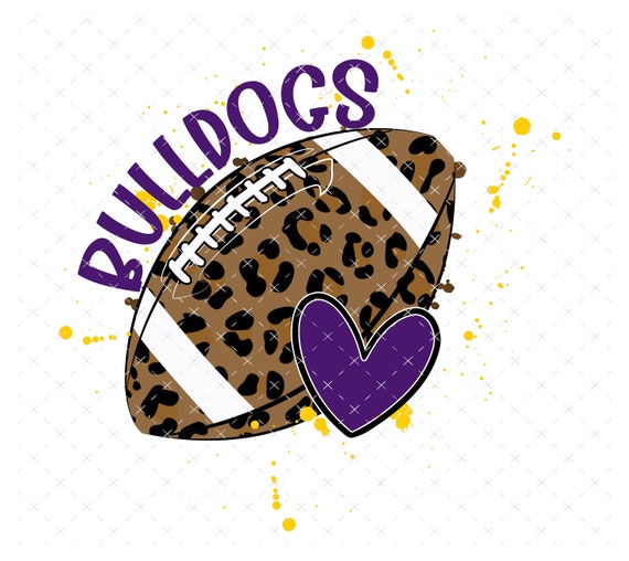 Bulldogs Football Leopard With Heart PNG Purple and Yellow - Etsy