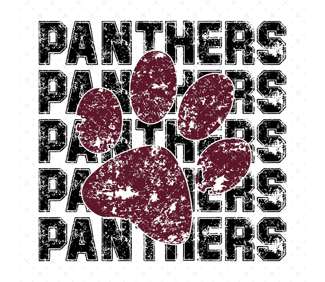 Panthers Maroon Distressed Paw Print PNG, TX Spirit PNG, Digital File ...