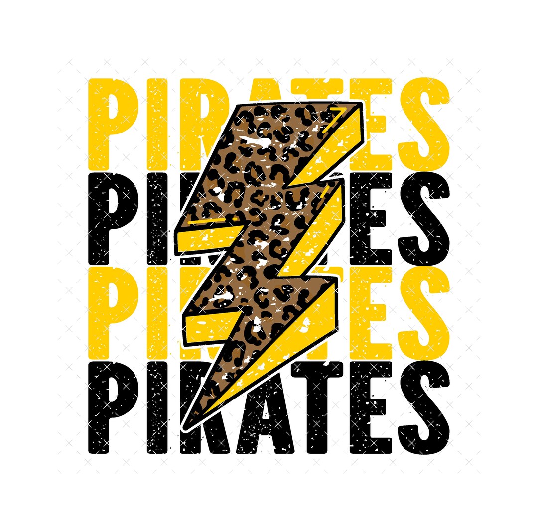 Pirates Yellow Gold & Black With Leopard Print Lightning Bolt PNG - Etsy