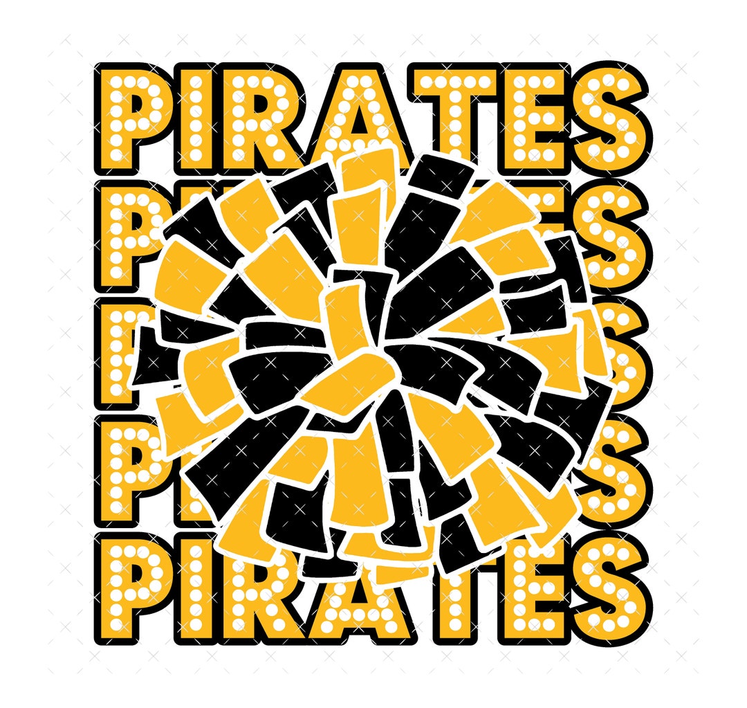 Pirates Cheer Pom PNG: Black and Yellow Gold Spirit (digital File) - Etsy