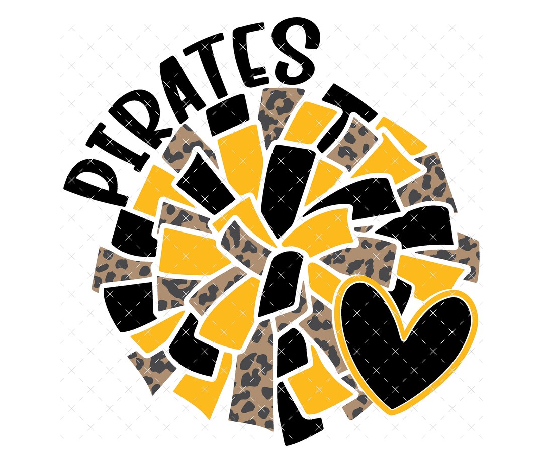 Pirates Cheer Tri-color Pom Pom Leopard Yellow Gold and Black - Etsy