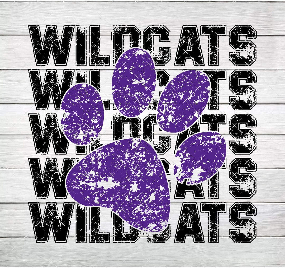 Wildcats Purple Distressed Paw Print PNG, Digital File, Instant ...