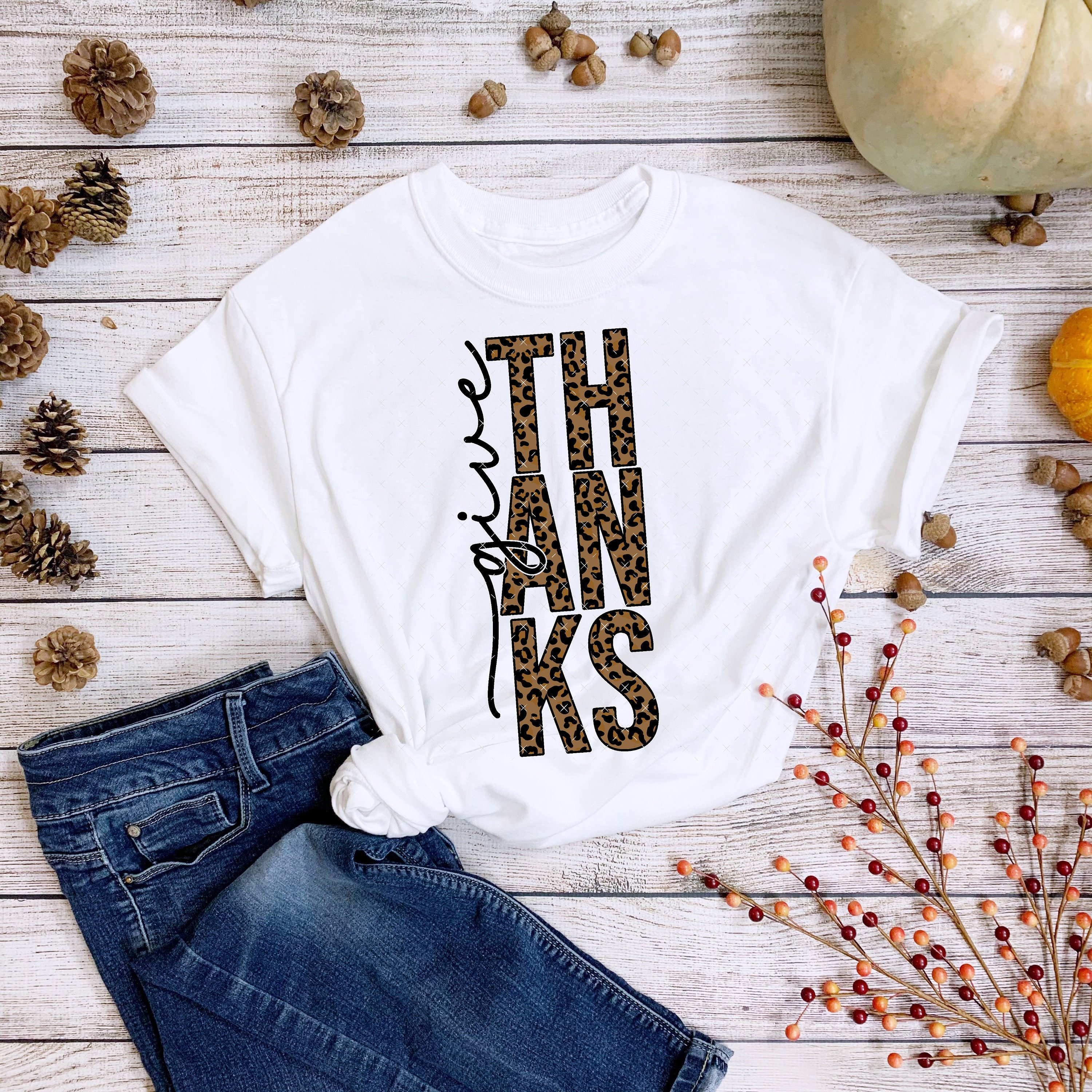 Leopard Give Thanks Digital File Png Sublimation Design Etsy