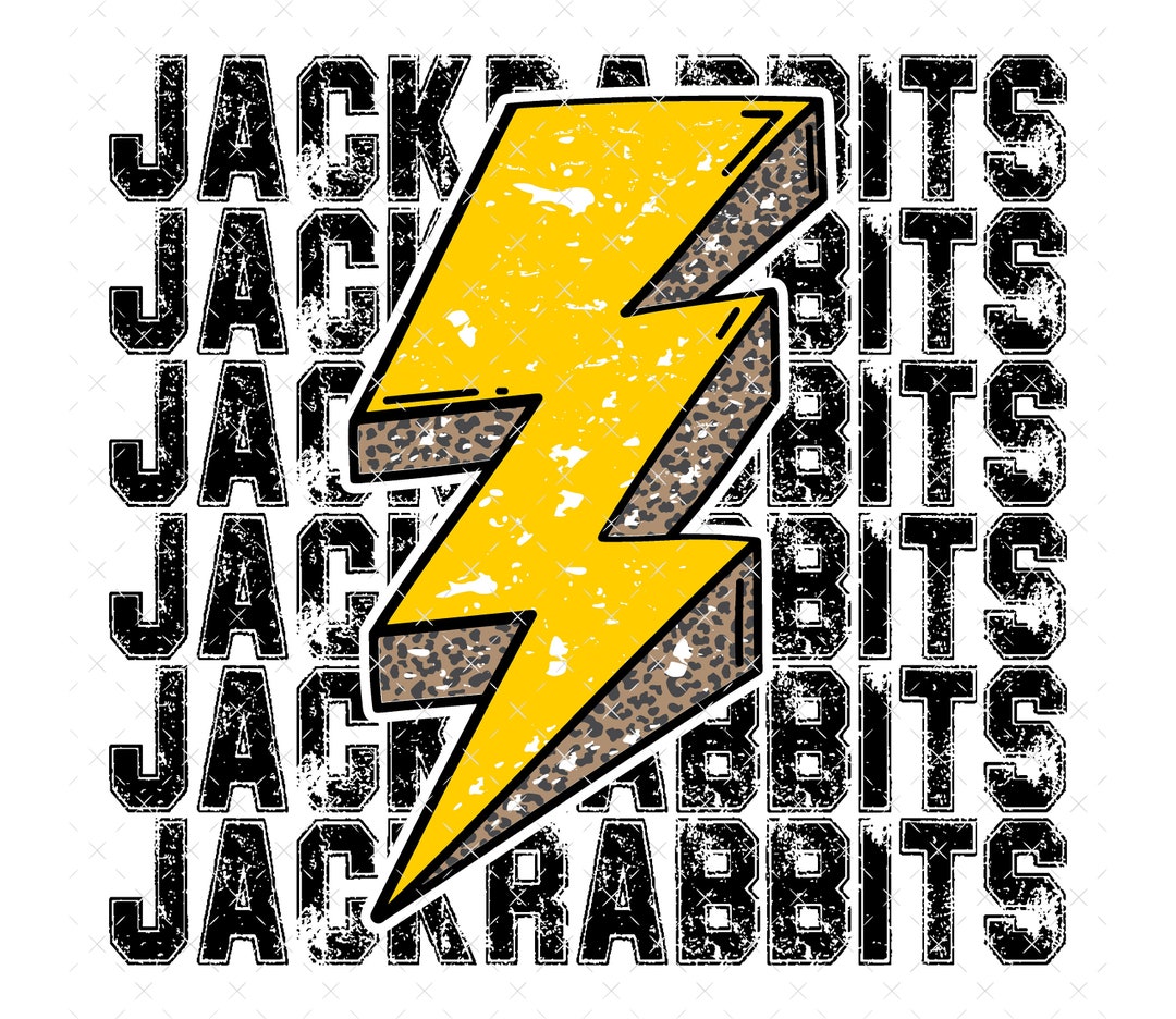 Jackrabbits With Yellow & Leopard Lightning Bolt School Spirit PNG ...
