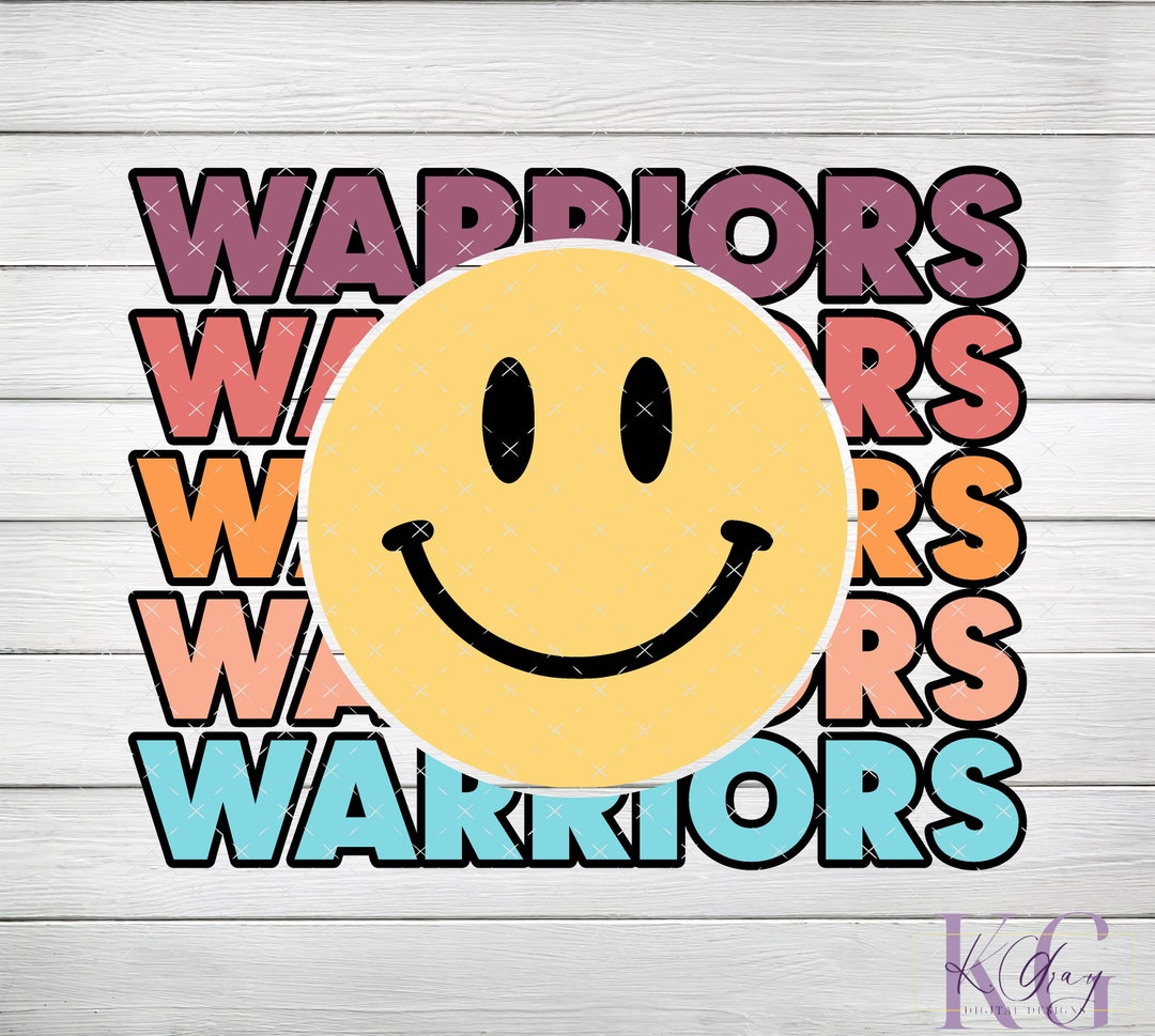 Warriors Retro Smiley Face PNG Digital File Instant Download - Etsy