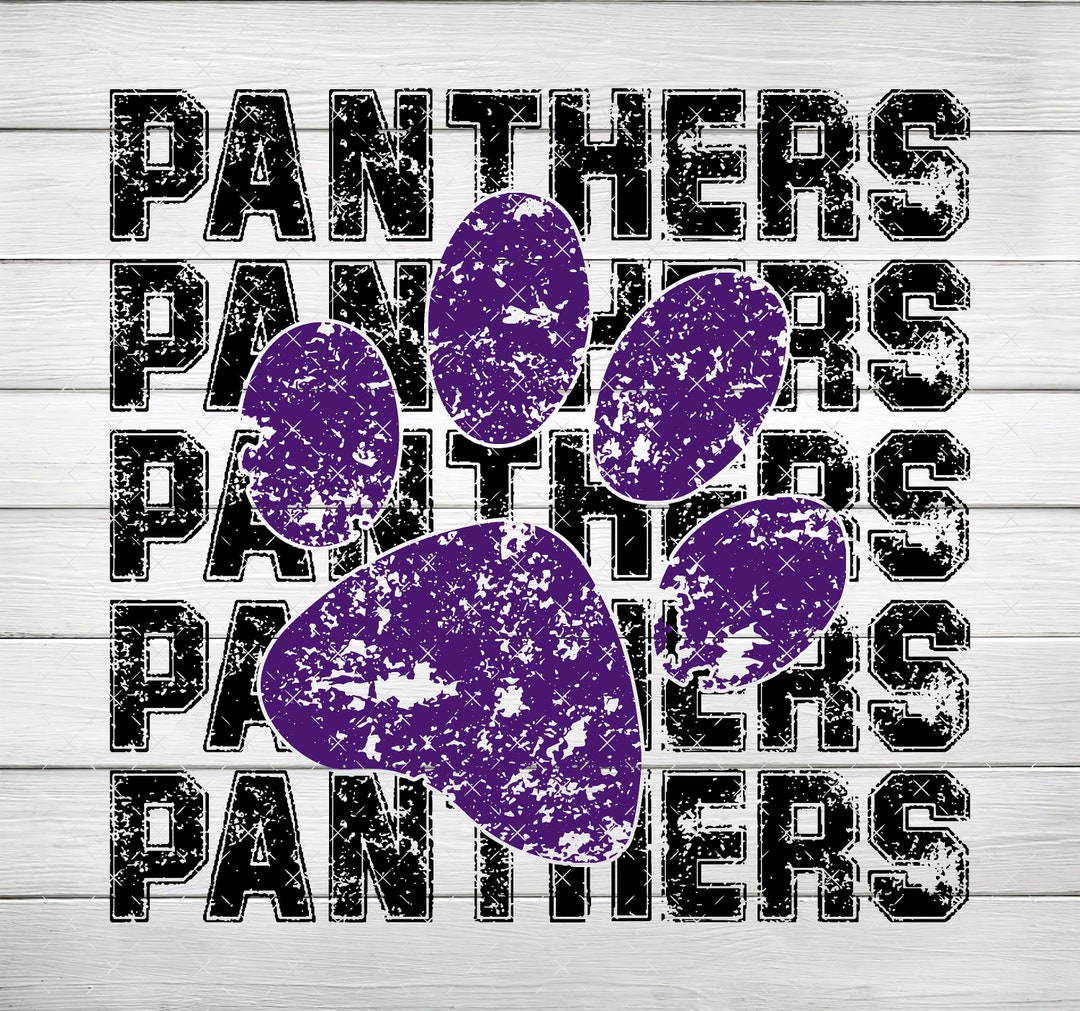 Panthers Purple Distressed Paw Print PNG, Digital File, Instant ...