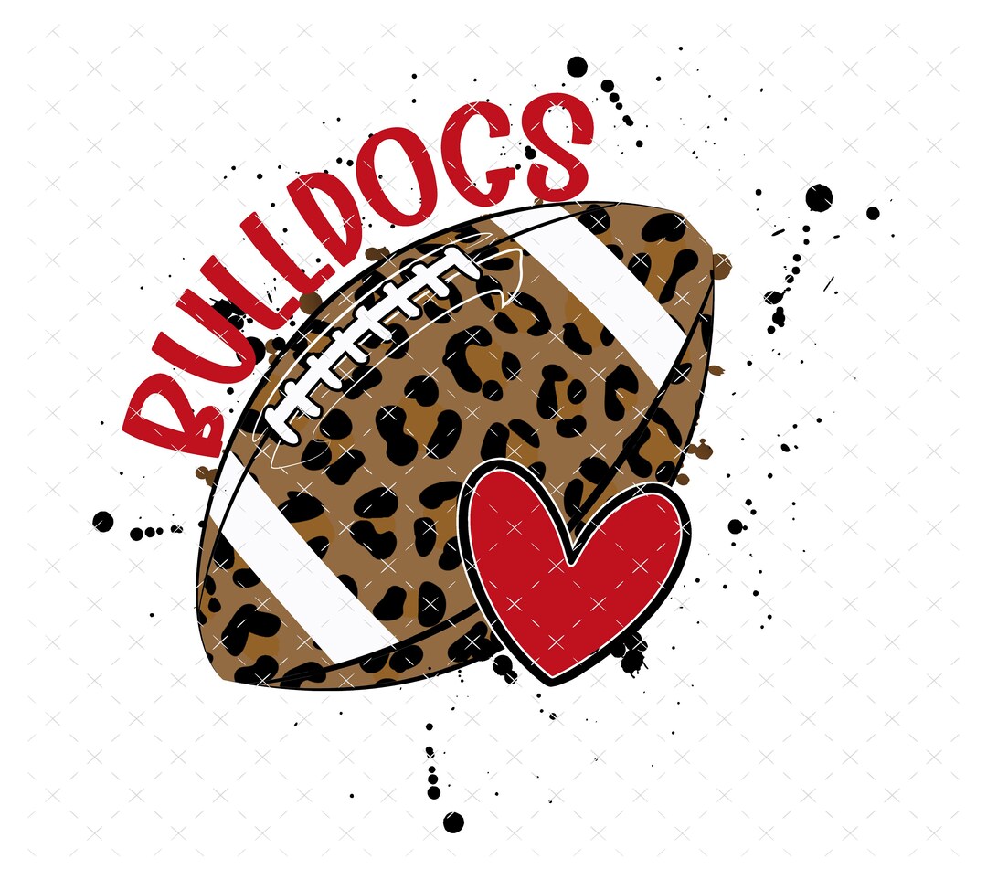 Bulldogs Football Leopard With Heart PNG, Black and Red Digital File ...