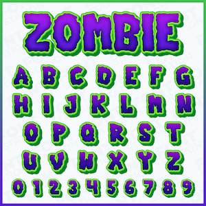 Zombie Neon Letters SVG, PNG - Zombie Alphabet, Halloween Lettering ...