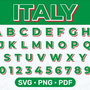Italy Letters SVG PNG Italia Alphabet Italy Football Team - Etsy