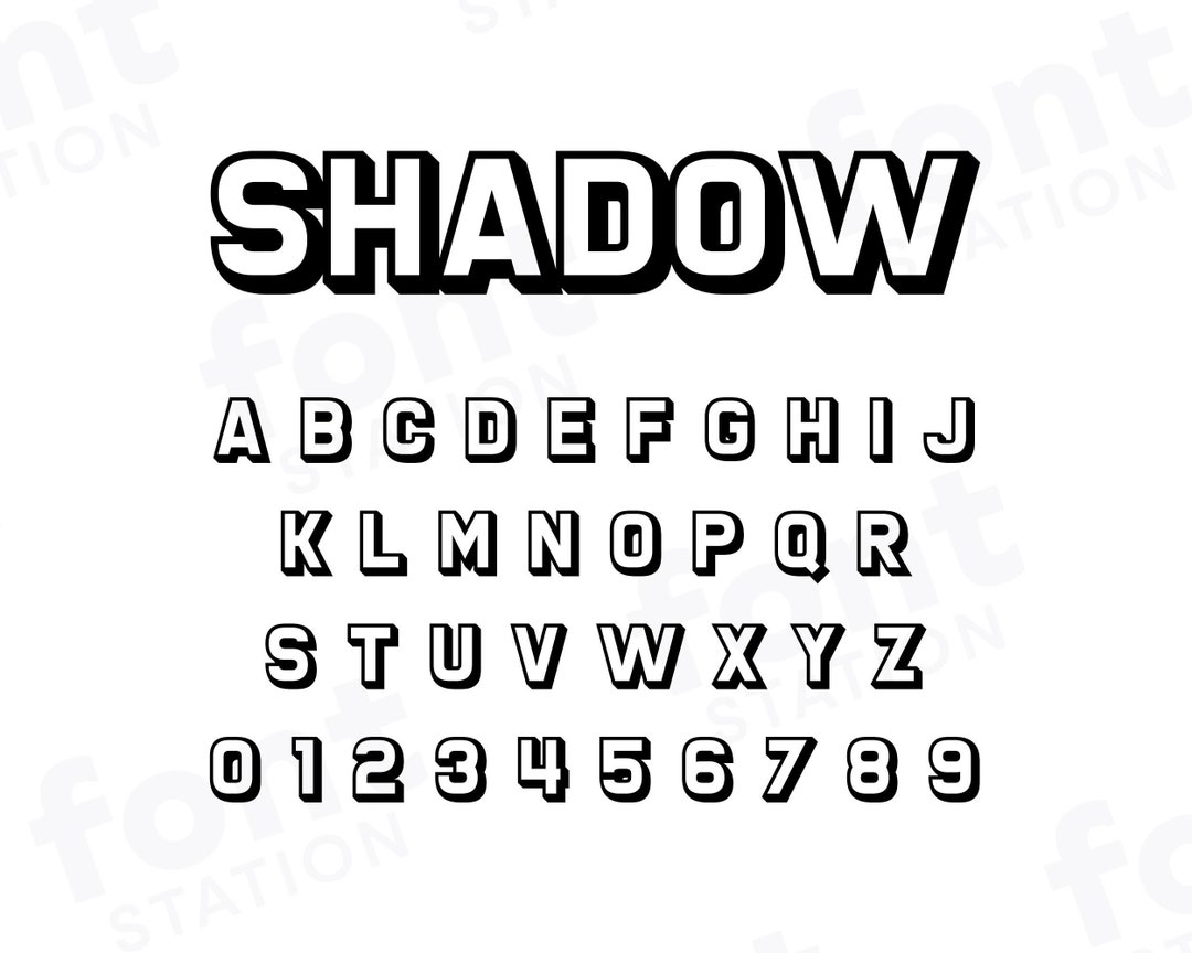 Shadow Font - Shadow SVG - Retro Letters, Modern Black Alphabet - TTF ...