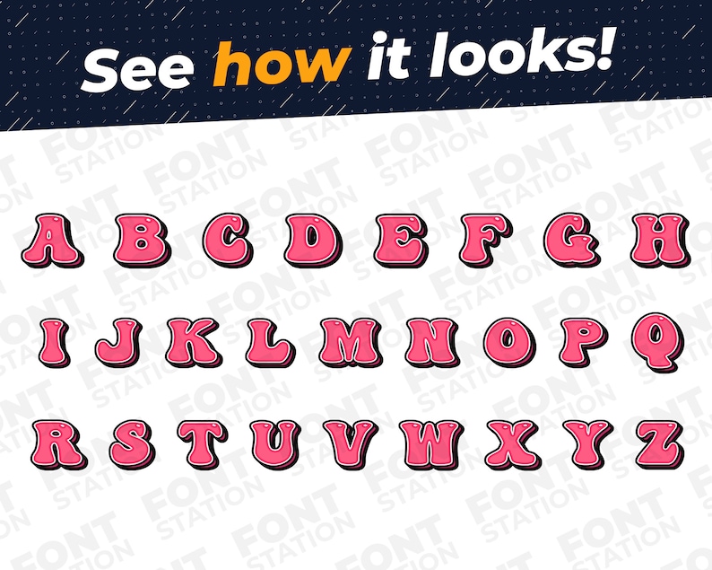 Groovy Pink Letters SVG, Retro Groovy Sublimation Text PNG - Glossy ...