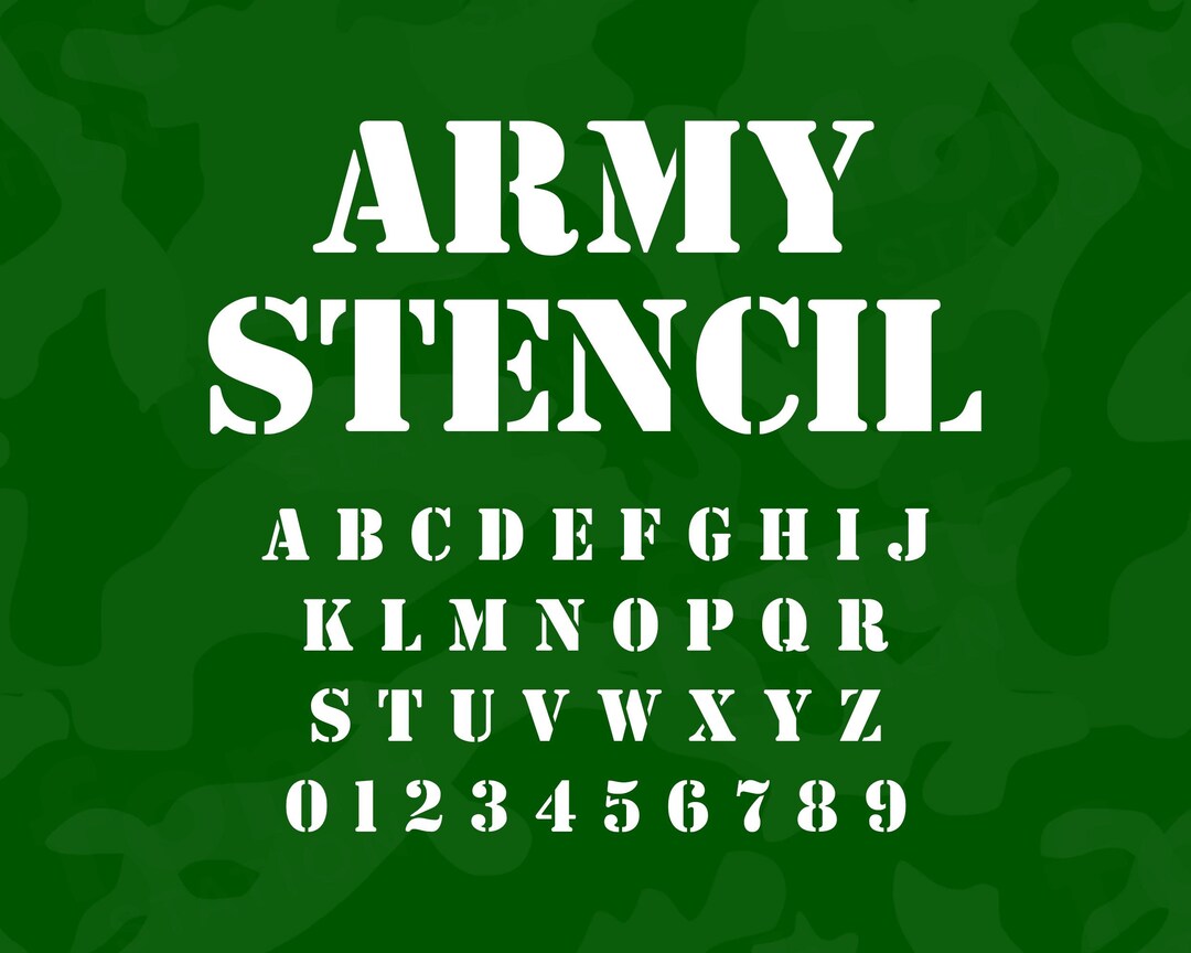 Army Stencil Font - Army Stencil SVG - Cricut Silhouette Font ...