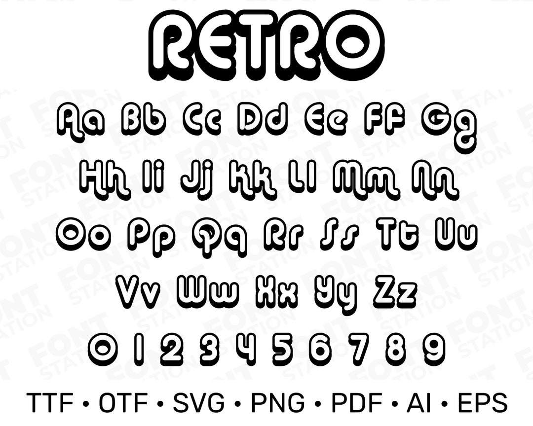Retro Shadow Font Groovy Hippie Font Cricut Silhouette - Etsy