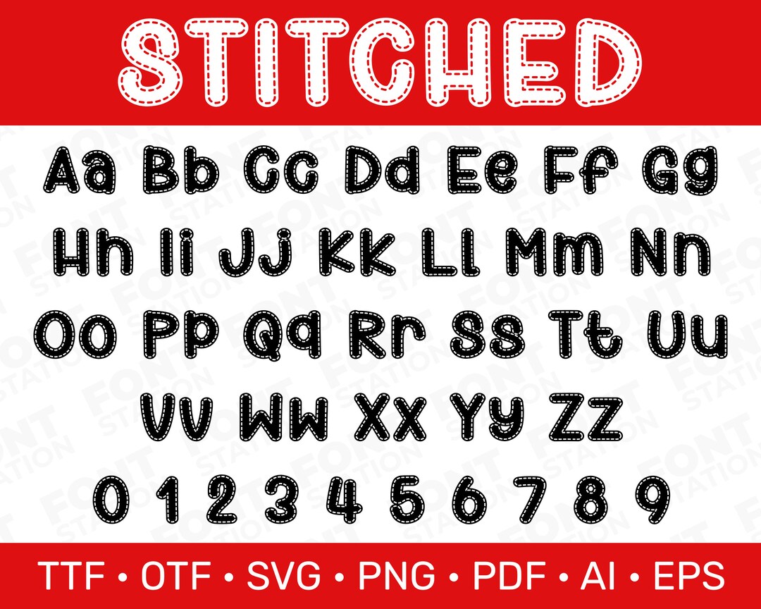 Stitched Font Sewing SVG Cricut Silhouette Font - Etsy