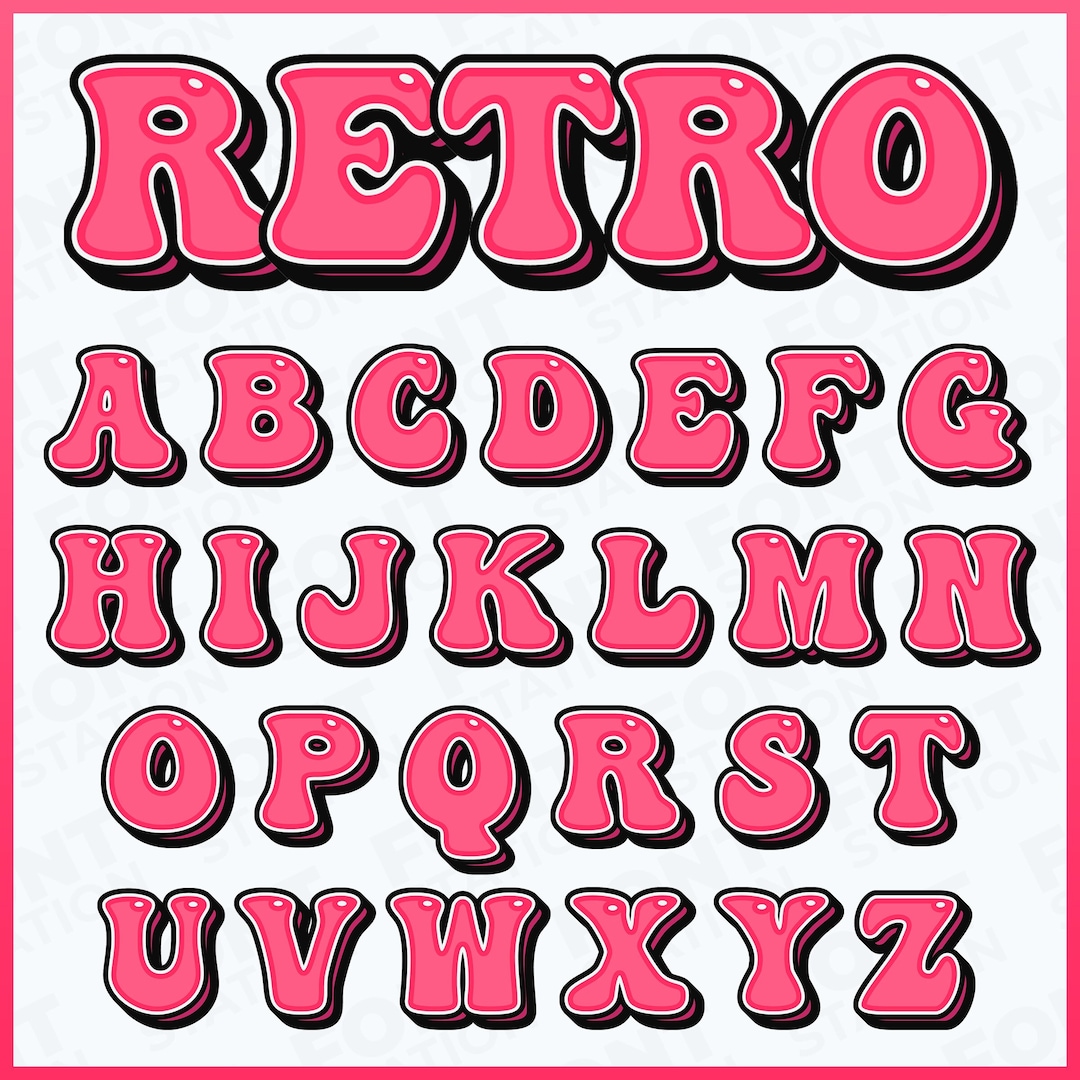 Groovy Pink Letters SVG, Retro Groovy Sublimation Text PNG - Glossy ...
