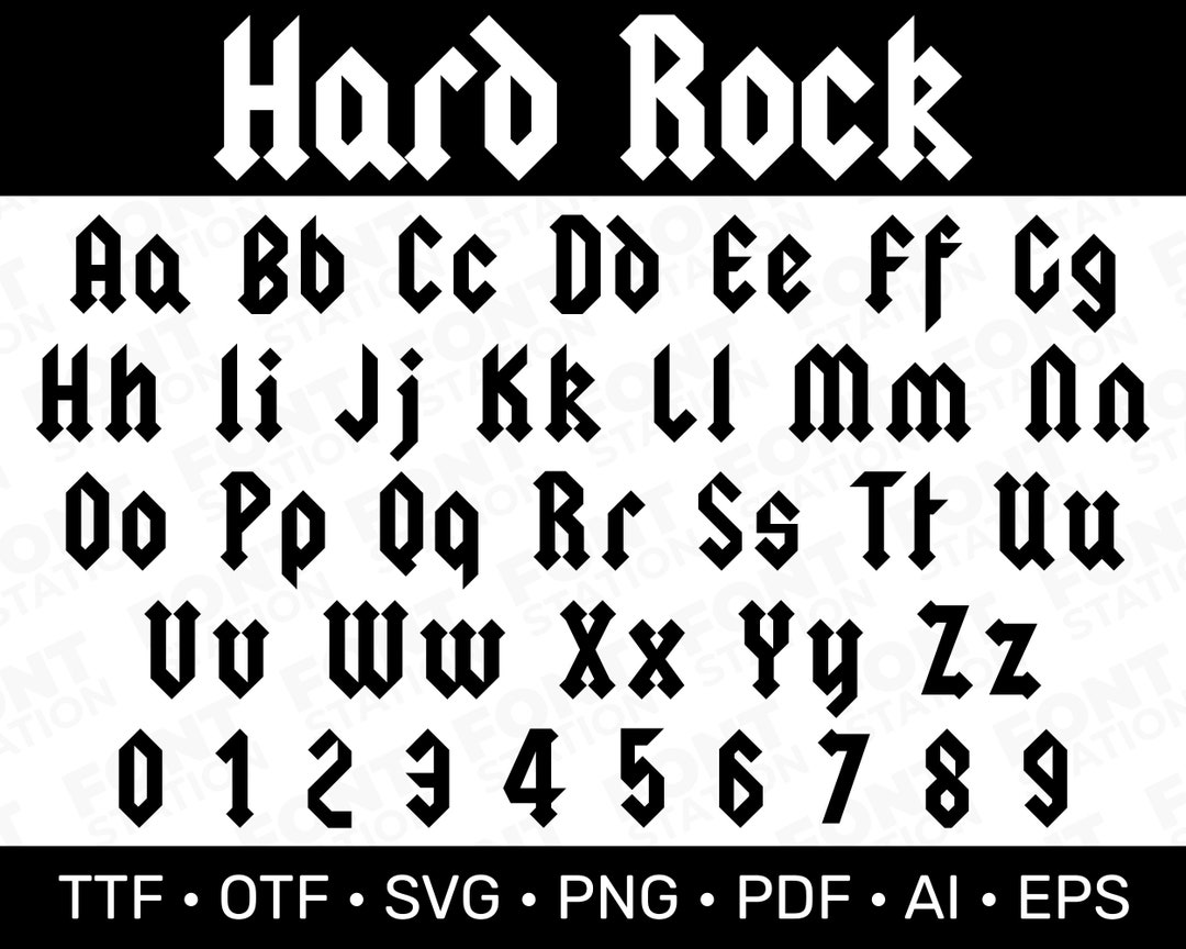 Hard Rock Font Hard Rock SVG Cricut Silhouette Font - Etsy