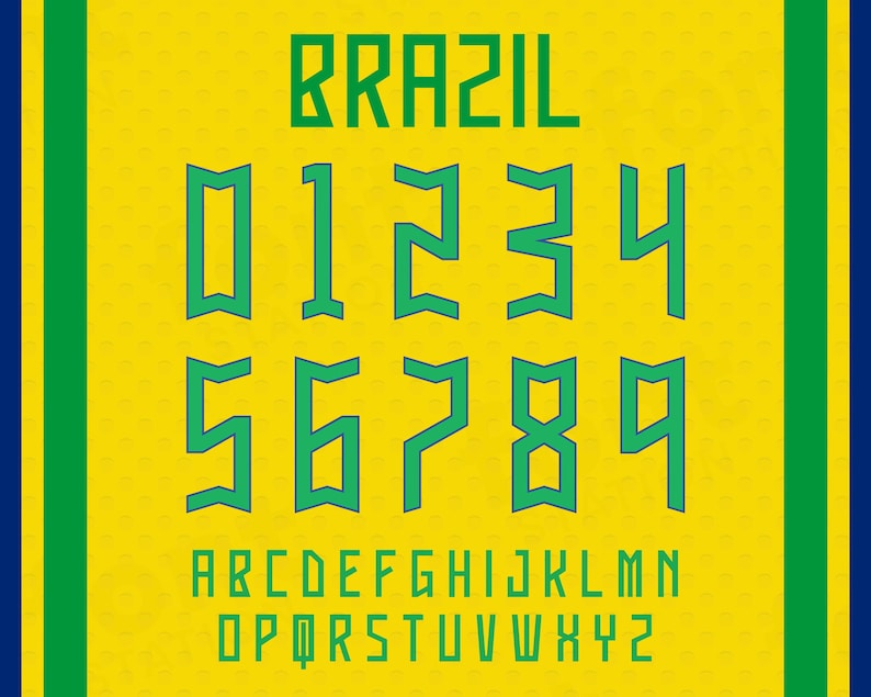 Brazil Soccer Font - Brazil Football Font - World Cup Football Shirt ...