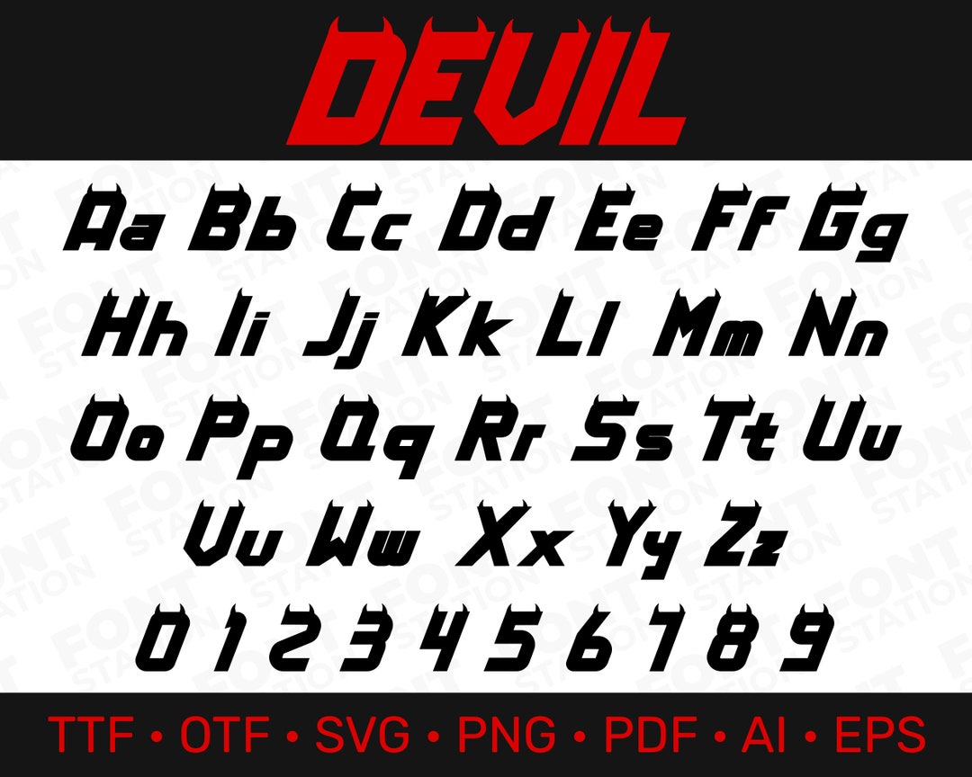 Devil Font Devil SVG Cricut Silhouette Font Hell Imp - Etsy